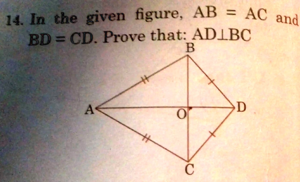 SOLVED: The given figure, AB = 14 in AC and BD = CD. Prove that ADLBC B A