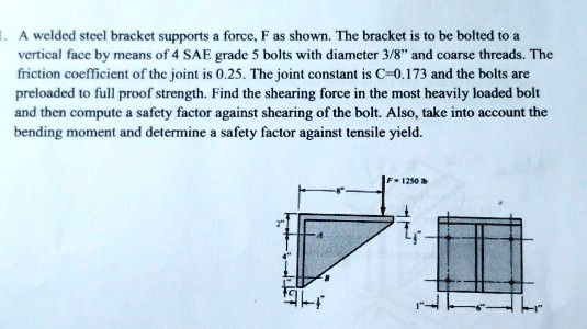 SOLVED: A welded steel bracket supports a force, F, as shown. The ...