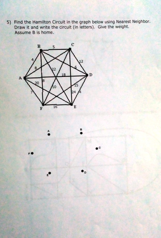 SOLVED: 5) Find the Hamilton Circuit in the graph below using Nearest ...