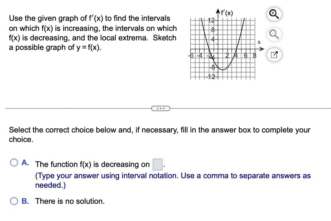 Use the given graph of f^'(x) to find the intervals on which f(x) is ...