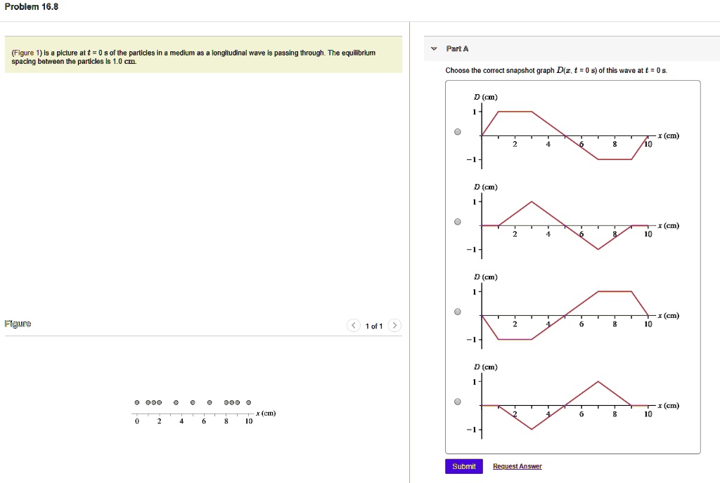 SOLVED: Problem 16.8 (Figure 1) is a picture of the particles spacing ...