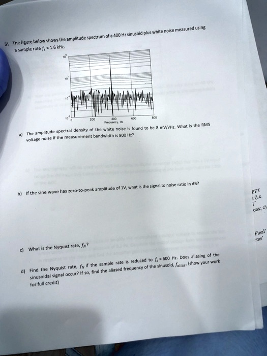 SOLVED: The figure below shows the amplitude spectrum of a 400 Hz sinusoid plus white noise ...
