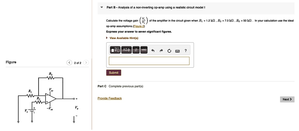 part b analysis of a non inverting op amp using a realistic circuit model i calculate the ...