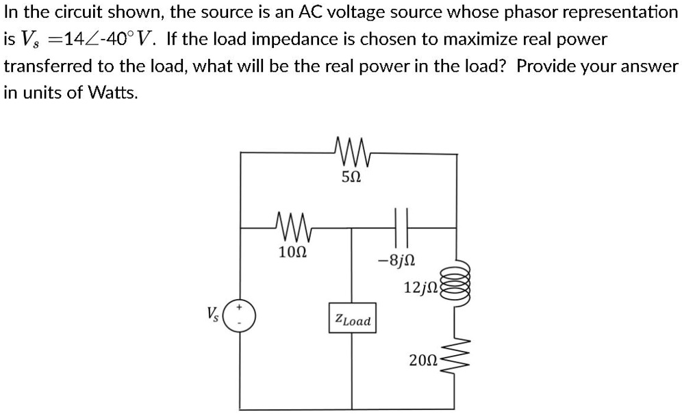 In The Circuit Shown The Source Is An Ac Voltage Source Whose Phasor 1383