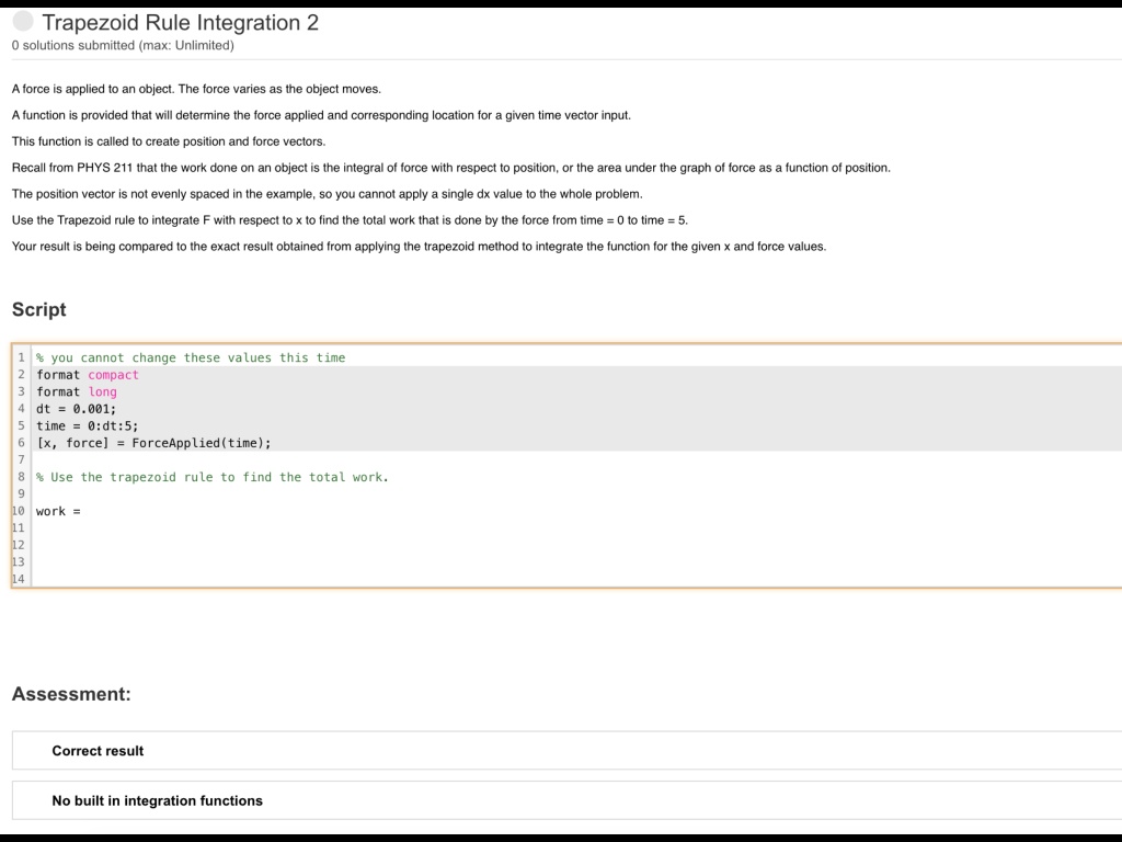 SOLVED: Trapezoid Rule Integration - 2 solutions submitted (max ...
