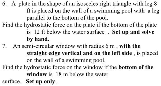 SOLVED: A plate in the shape of an isosceles right triangle with leg 8 ...