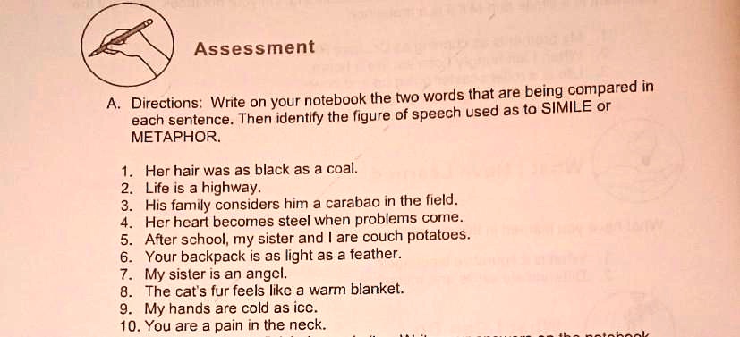 SOLVED: Guys, help me answer this, please... Assessment: Write down the ...