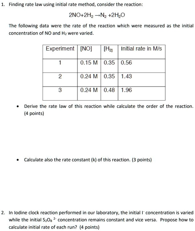 SOLVED:Finding rate law using initial rate method, consider the ...