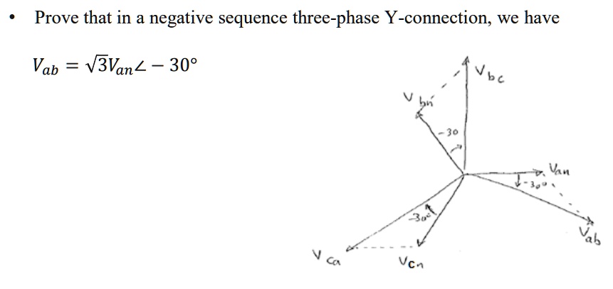 SOLVED: Prove that in a negative sequence three-phase Y-connection, we ...