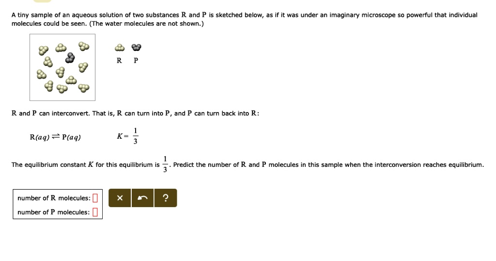 SOLVED: A tiny sample of an aqueous solution of two substances, R and P, is sketched below, as ...