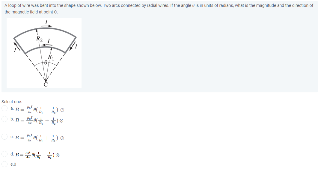 A loop of wire was bent into the shape shown below. Two arcs connected ...
