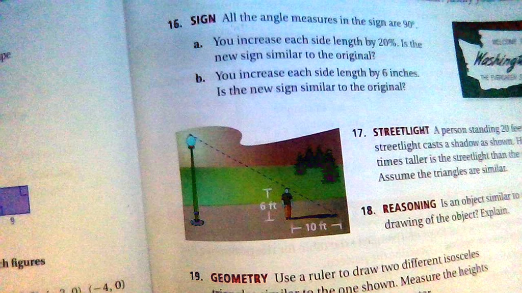 a person standing 20 feet from a streetlight casts a shadow as shown ...