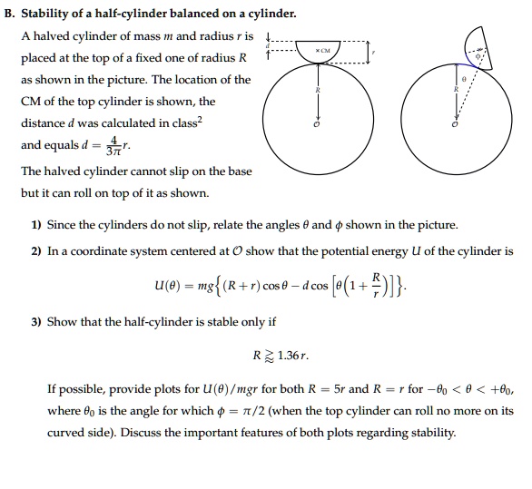 B. Stability of a half-cylinder balanced on a cylinder. A halved ...