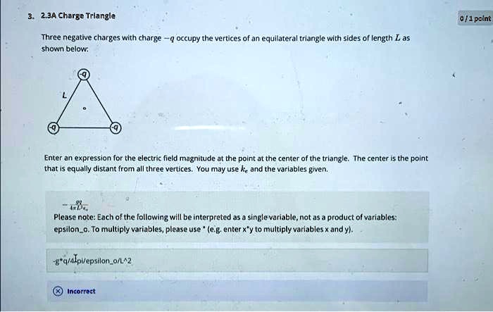 323a charge trlangle 01pcint three negative charges with charge q ...