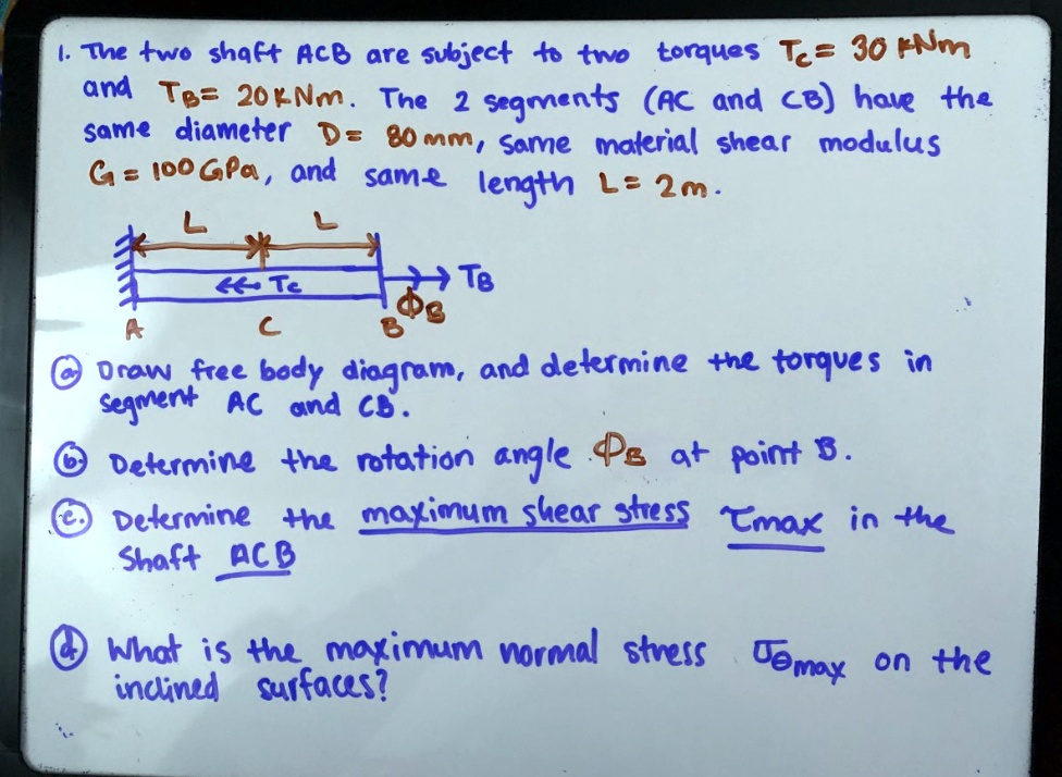 texts 3tc tb a draw free body diagram and determine the torques in segment ac and cb determine ...