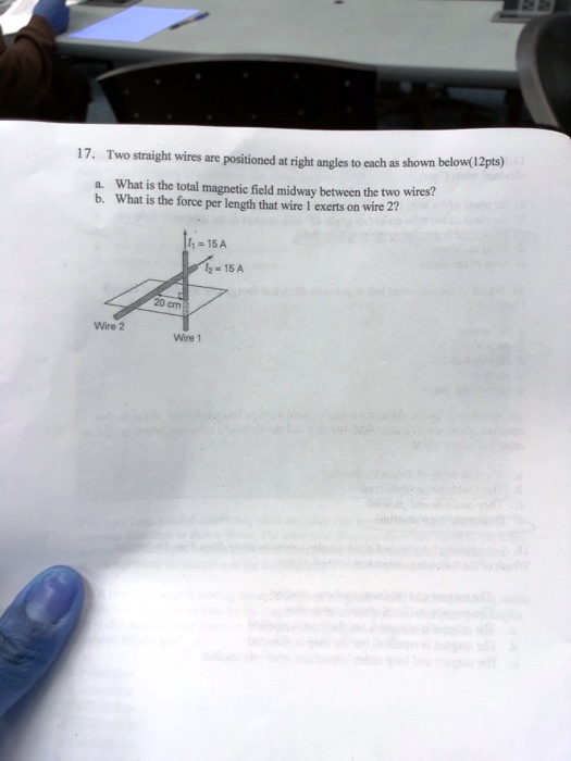 two straight wires are positioned at right angles each shown below12pts ...