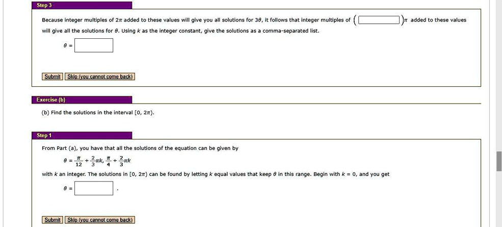 SOLVED: Because integer multiples of 2t added to these values will give you all solutions for 30 ...