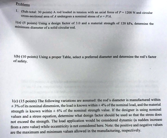 SOLVED: Cross-sectional area A undergoes a nominal stress of P/A. 1(b) (10 points) Using a ...