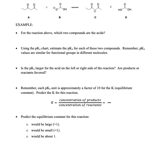 SOLVED: For the reaction above, which two compounds are the acids? Using the pK chart, estimate ...
