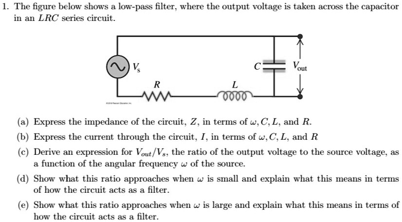 the figure below shows a low pass filter where the output voltage is ...