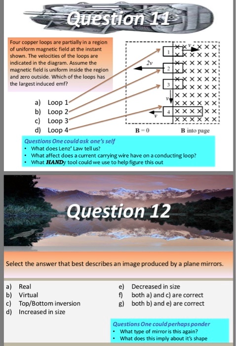 SOLVED: Question 11: Four copper loops are partially in a region of ...