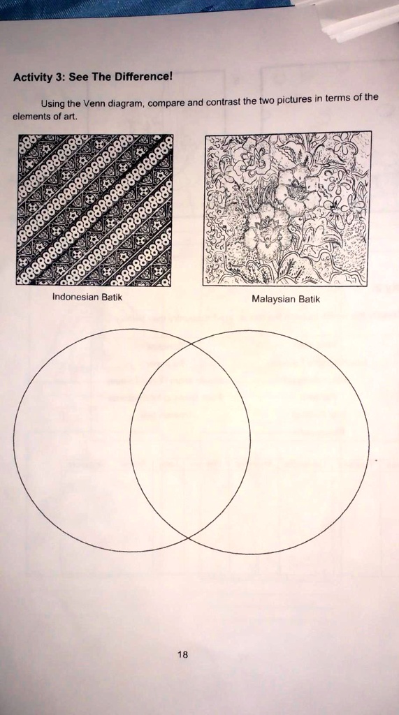 Using a Venn diagram, compare and contrast the two pictures in terms of ...