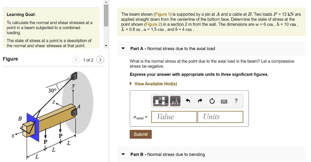 SOLVED: Learning Goal: The beam shown (Figure 1) is supported by a pin ...