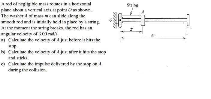 SOLVED: Arod ol negligible mass rotates in horizontal plane about ...