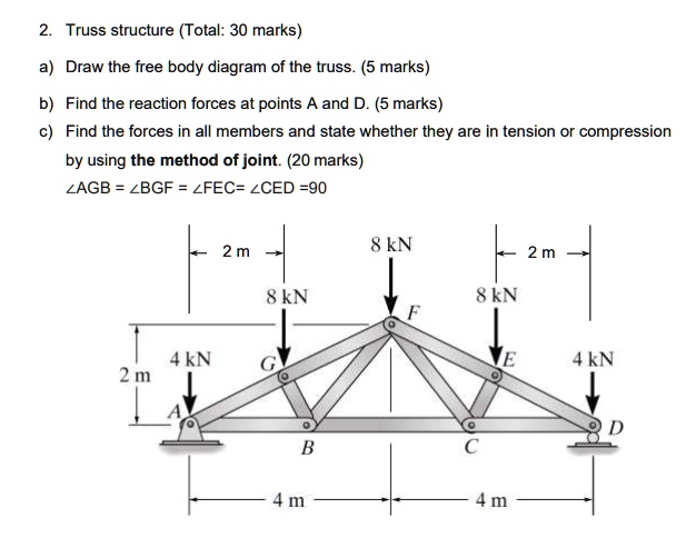 2truss structure total 30 marks a draw the free body diagram of the ...