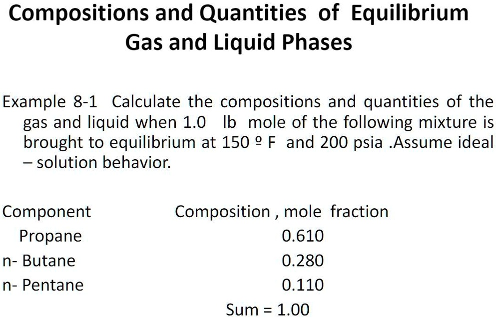 Compositions and Quantities of Equilibrium Gas and Liquid Phases Example 8-1 Calculate the ...