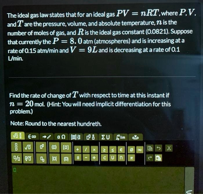 SOLVED: The ideal gas law states thatfor anideal gas PV F nRT ,where PV ...