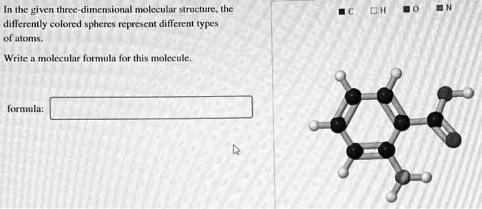 in the given three dimensional molecular structure the diflerently ...
