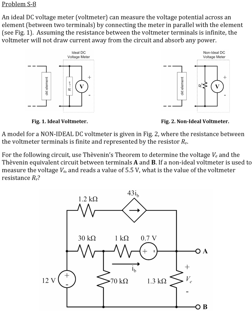 Problem S 8 An Ideal Dc Voltage Meter Voltmeter Can Measure The Voltage