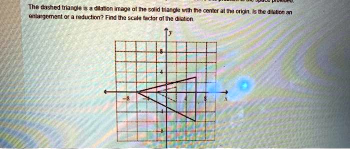 the dashed triangle i5 dilation image of the solid triangle with the center at the origin is the ...