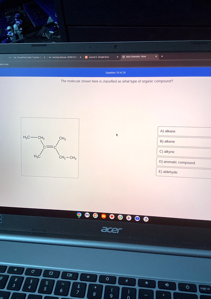 Question 10 of 24 The molecule shown here is classified as what type of ...