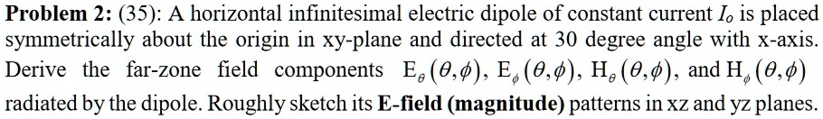 Solved Texts Problem 1 A Horizontal Infinitesimal Electric Dipole Of Constant Current Io Is