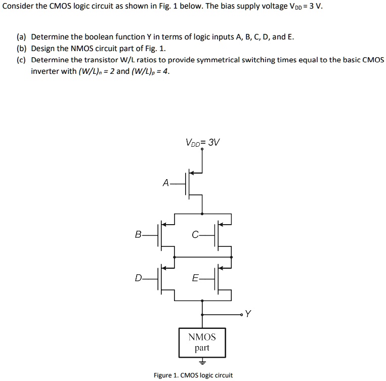 Consider the CMOS logic circuit as shown in Fig. 1 below. The bias ...