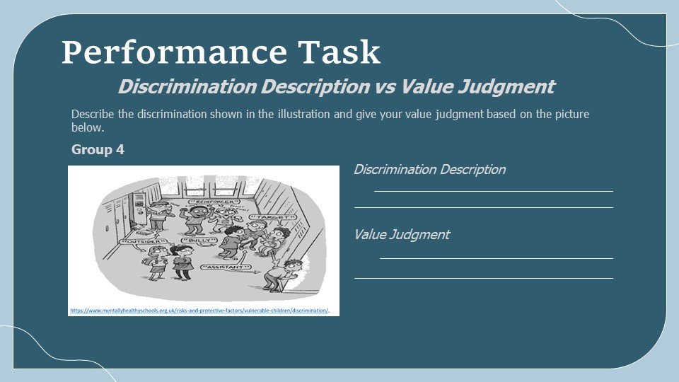 Performance Task Discrimination Description vs Value Judgment Describe ...