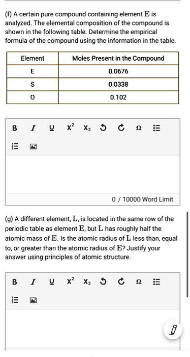 f a certain pure compound containing element e is analyzed the ...