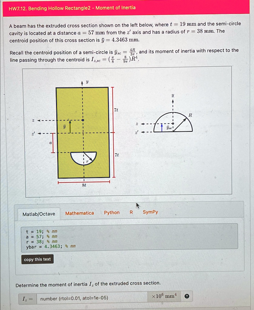 hw712 bending hollow rectangle2 moment of inertia a beam has the ...