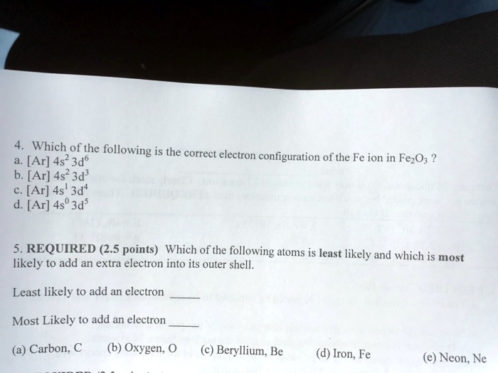 SOLVED:Which of the following is the [Ar] 4s? 3d6 correct electron ...