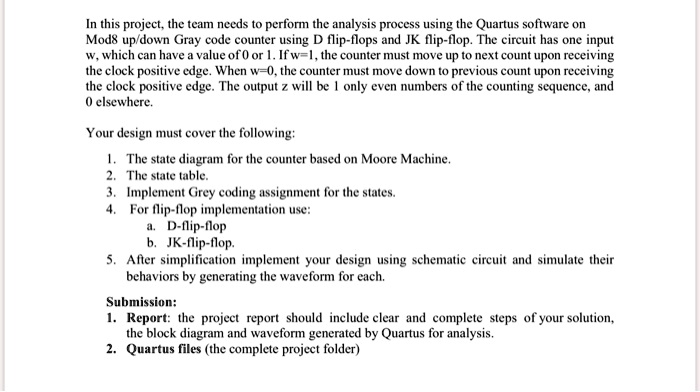 SOLVED: In this project, the team needs to perform the analysis process using the Quartus ...