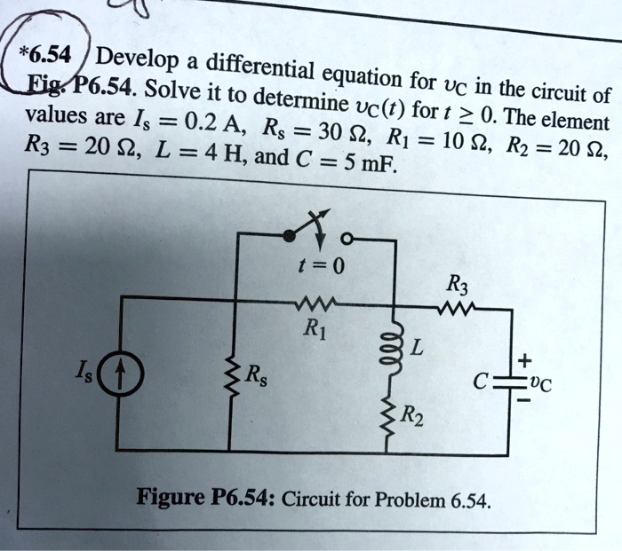 SOLVED: Develop a differential equation for vc in the circuit of Fig ...