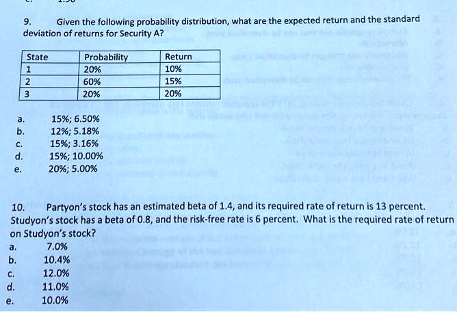 SOLVED: 9. Given the following probability distribution, what are the ...