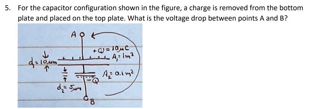 SOLVED: 5. For the capacitor configuration shown in the figure, a charge is removed from the ...