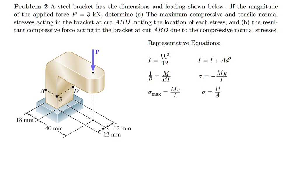 problem 2 a steel bracket has the dimensions and loading shown below if ...