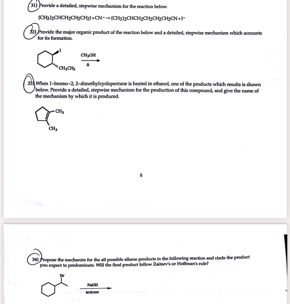 SOLVED: "Please write out the mechanism for each questions i circled. Please indicate all arrow ...