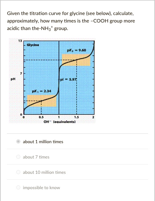 given the titration curve for glycine see below calculate approximately ...