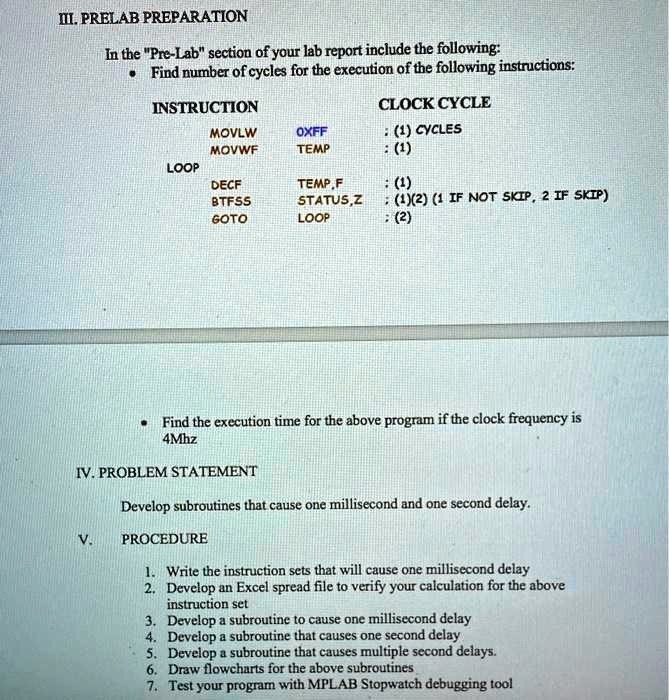 III. PRELAB PREPARATION In the "Pre-Lab" section of your lab report include the following: ∙ ...