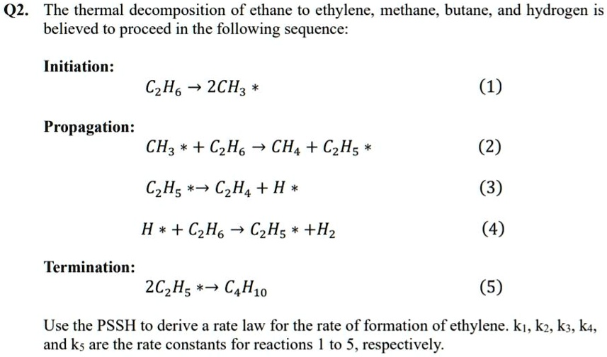 Q2. The thermal decomposition of ethane to ethylene, methane, butane ...
